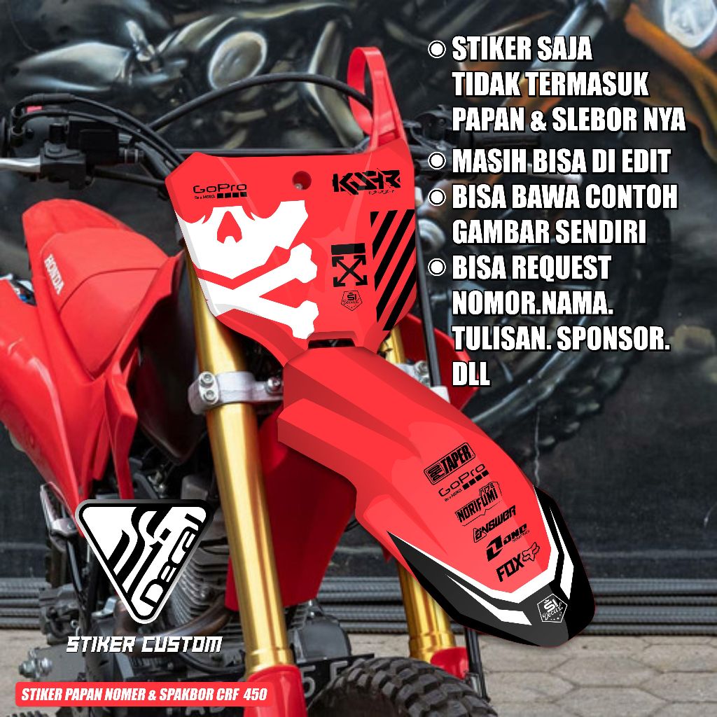 Jual stiker papan dan slebor crf 450 free desain custom bagus keren ...