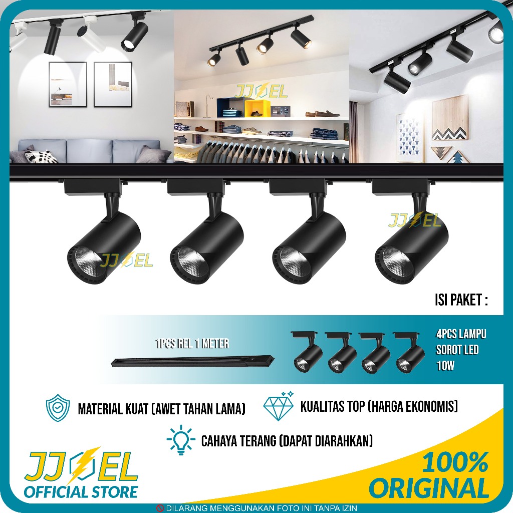 Jual Set 4 Lampu Sorot Rel LED Track Light 10W - Spotlight Untuk Rumah, Toko, Kantor, Cafe ...