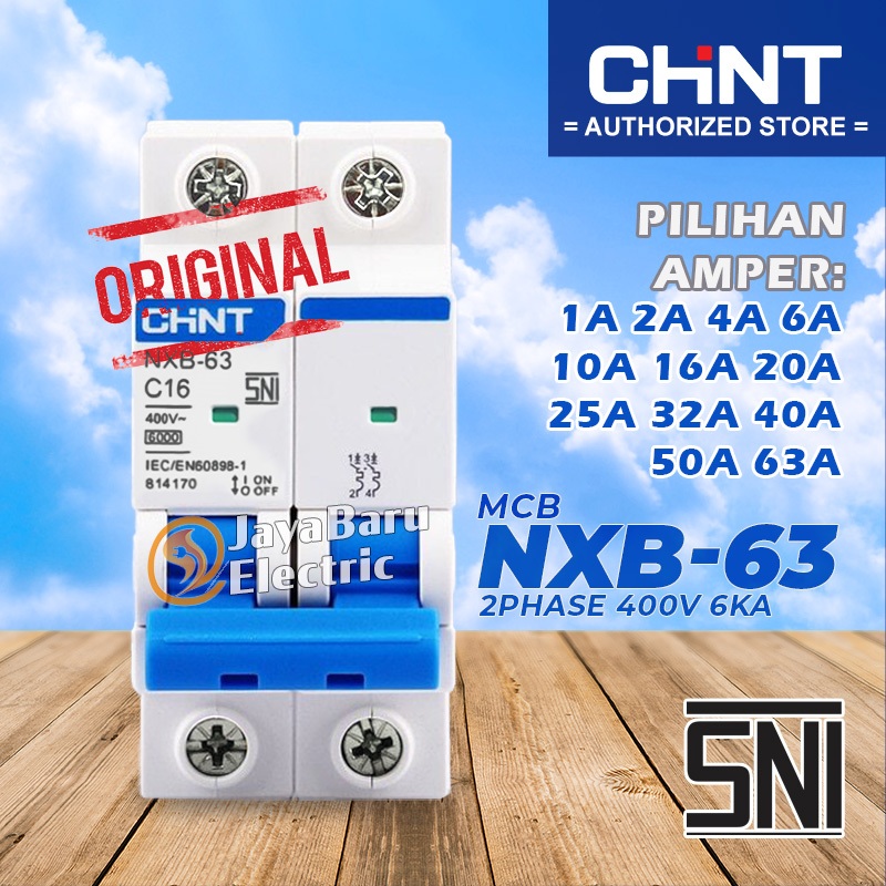Jual MCB Chint NXB-63 2P 2Pole 2Phase 1A 2A 4A 6A 10A 16A 20A 25A 32A 40A 50A 63A | Shopee Indonesia