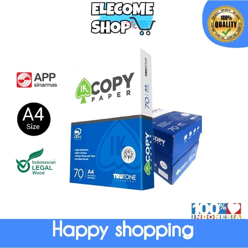 Jual KERTAS HVS IK Copy Paper A4 1 Rim 500 sheets. produk: SINARMAS ...