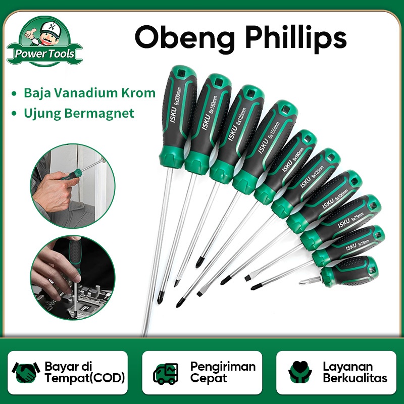 Jual ISKU Obeng Set 2pcs Plus Minus/Tip Magnetik Chrome Vanadium Obeng ...