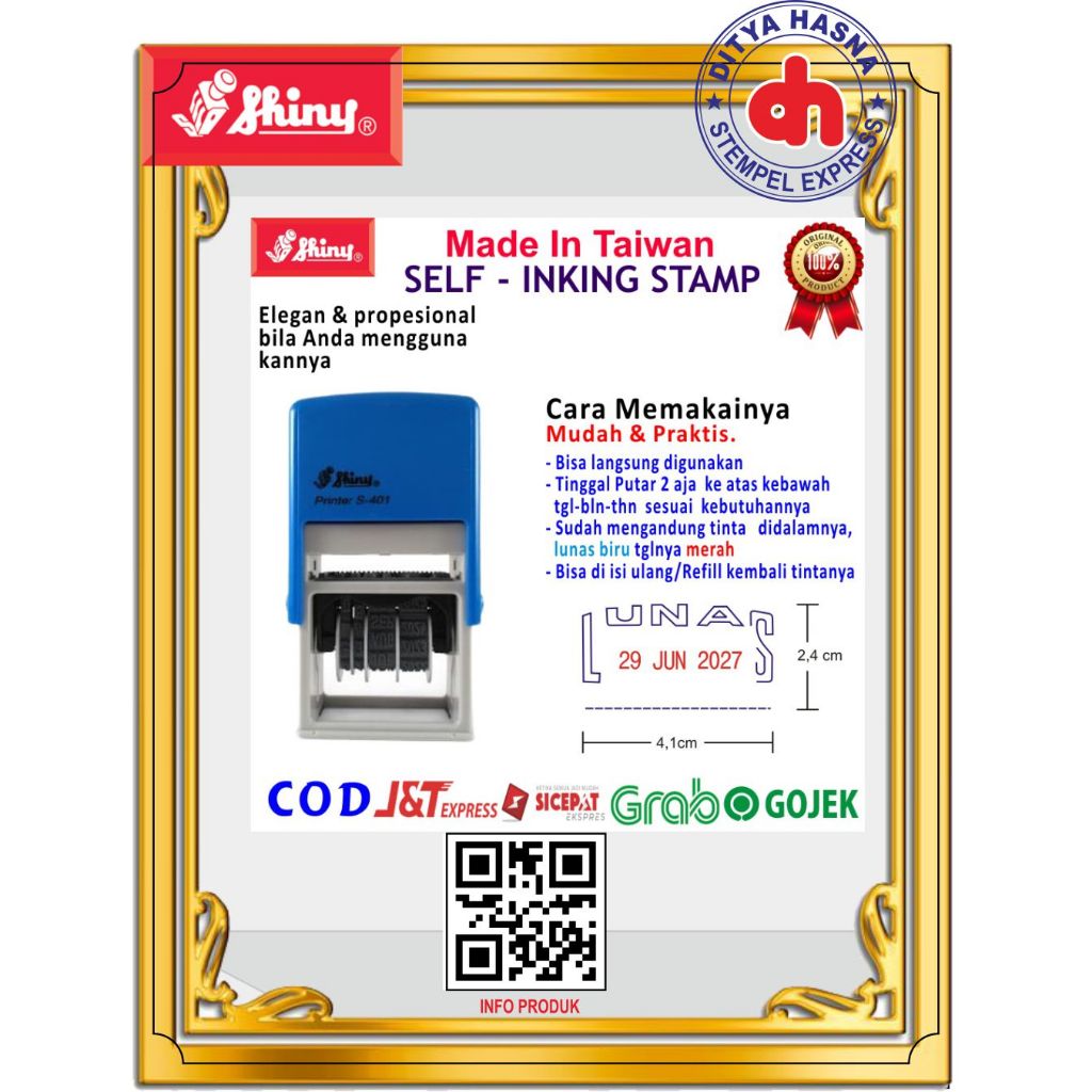 Jual stempel otomatis shiny 2warna tanggal | Shopee Indonesia