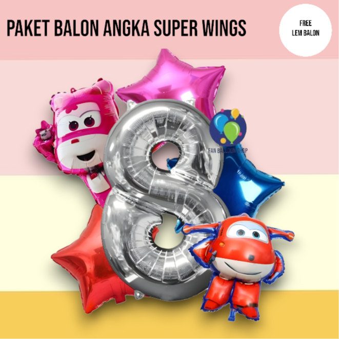 Jual Paket Balon Super Wings Angka/ Paket Balon Dekorasi Ulang Tahun ...