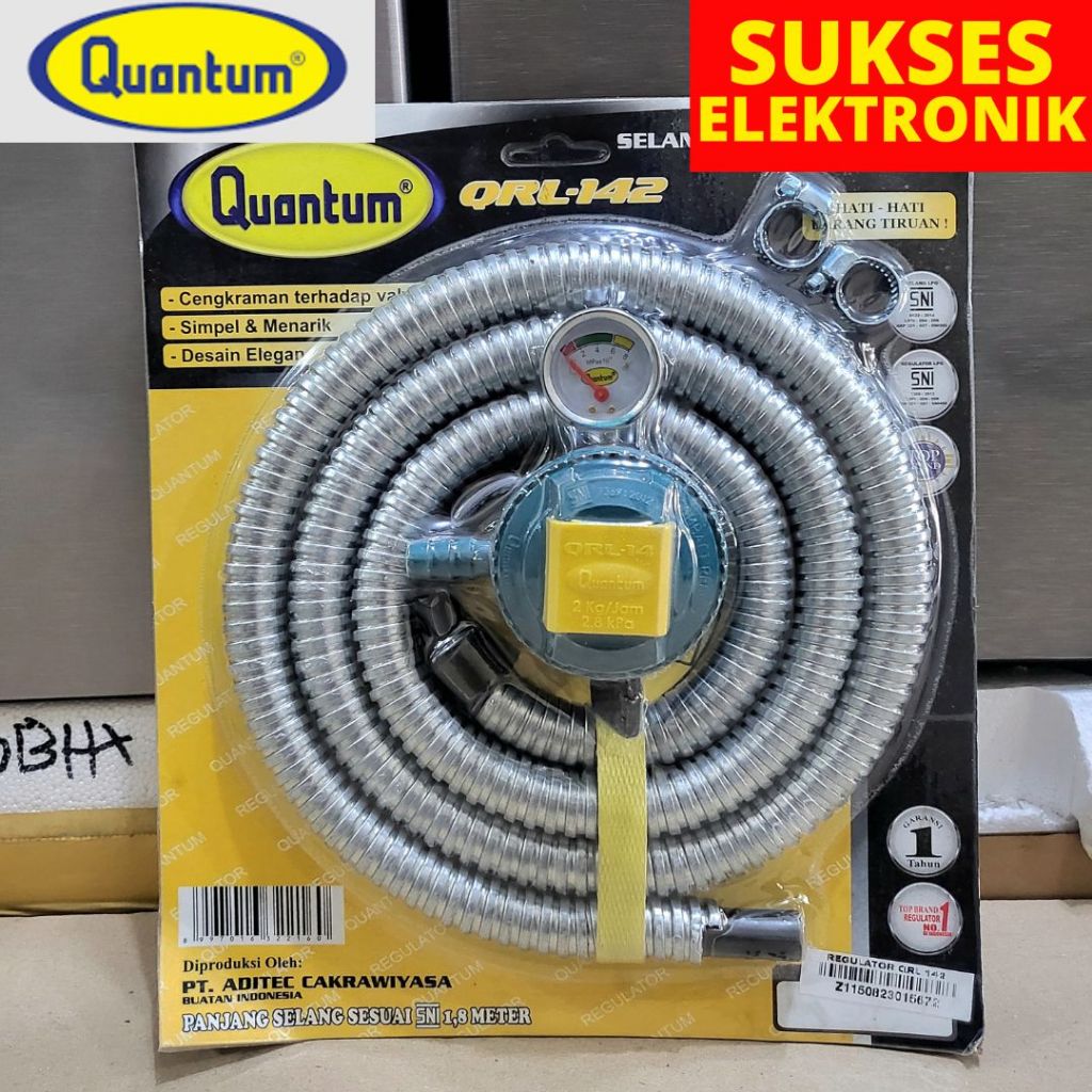 Jual SELANG REGULATOR QUANTUM QRL-142 KOMPOR GAS TABUNG 2 METER 142 ...