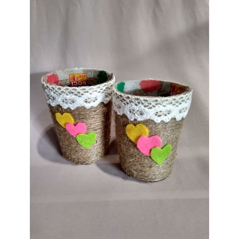 Jual vas bunga daur ulang dari gelas plastik//prakarya kerajinan tangan ...