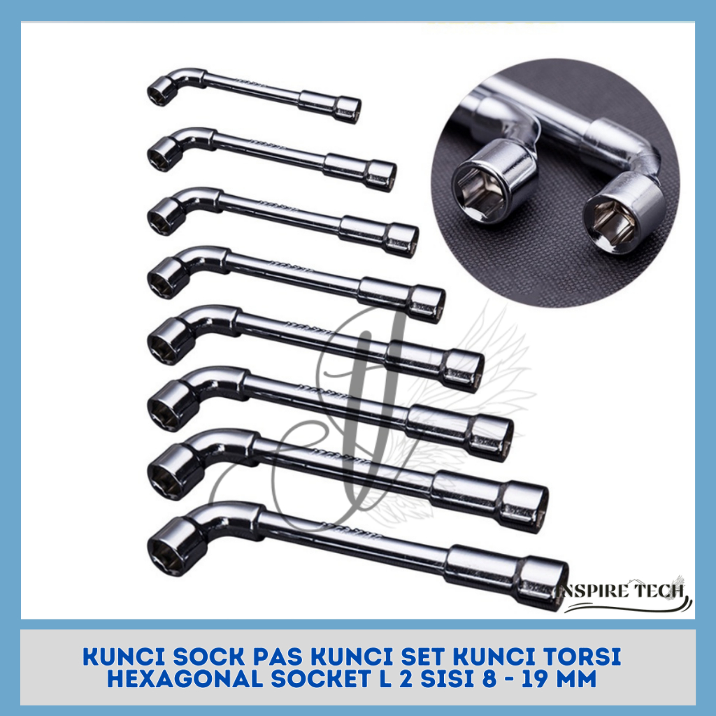 Jual KUNCI SOCK PAS KUNCI TORSI HEXAGONAL SOCKET L 2 SISI 8 - 19 MM ...