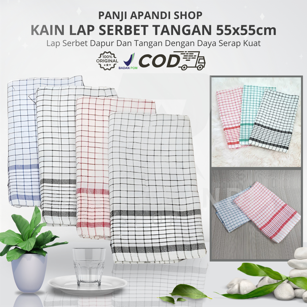 Jual Kain Lap Kotak Serbet Dapur Piring Multifungsi Premium 55x55cm ...