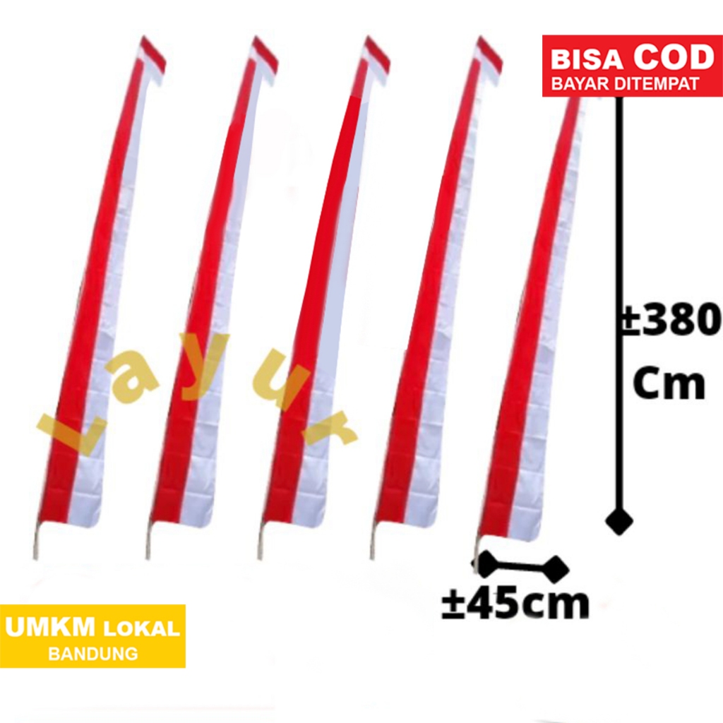 Jual MURAH Bendera Merah Putih Panjang Umbul - Umbul Layur panjang 4 meter + | Shopee Indonesia