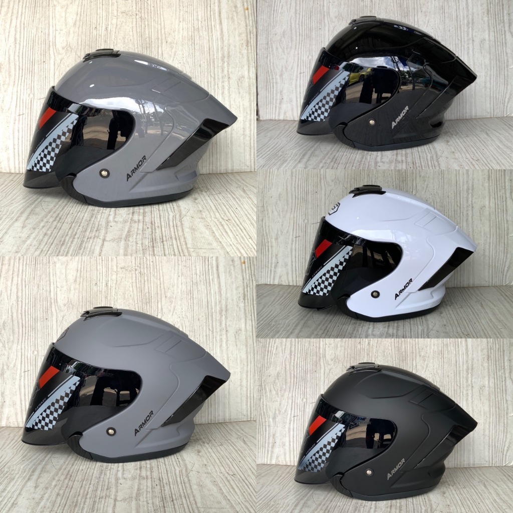 Jual {ORIGINAL} HELM HALF FACE JS ARMOR SOLID FULLSET PAKET GANTENG ...