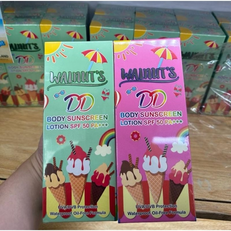 Jual Walnuts DD Body Sunscreen Lotion SPF 50 PA+++ 150ml Waterproof ...