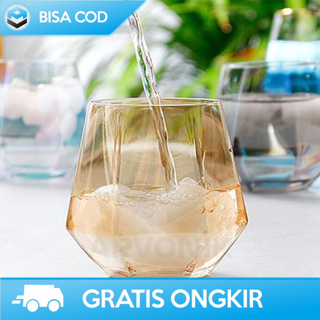 Jual WADAH CANGKIR MINUMAN KOPI TEH AESTHETIC GLASSWARE DIAMOND CRYSTAL ...