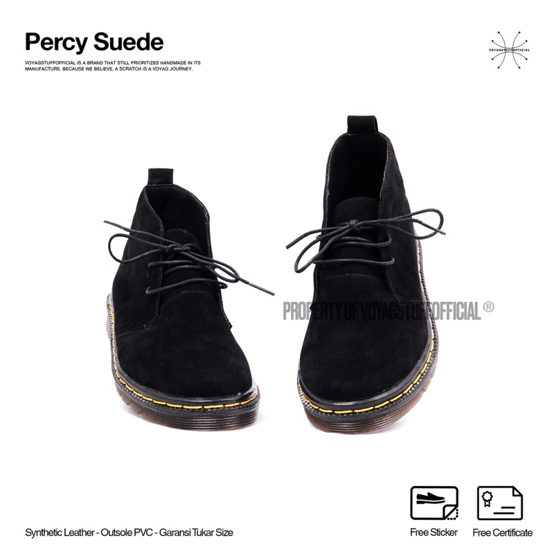 Jual Voyagstuffofficial - Percy Boots 2Hole Suede Black Pria | Shopee ...