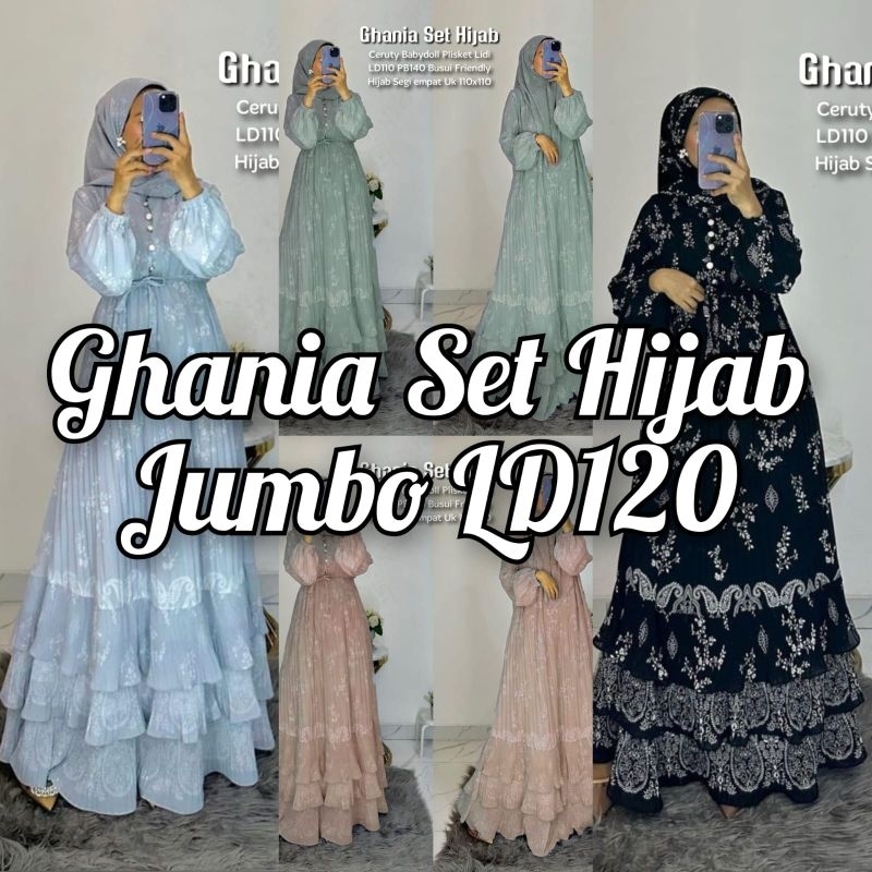 Jual Ghania ghina maxy dress Gamis set hijab Plisket lidi Ada Jumbo ...