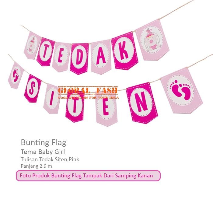 Jual banner tedak siten pink / bunting flag tedak siten / banner ...