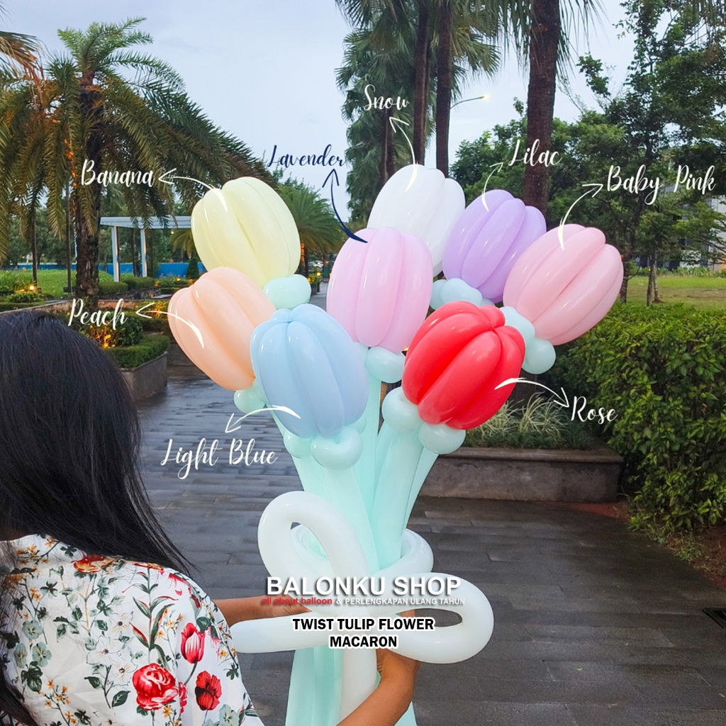 Jual Bucket Balon Twist Flower Bouquet Bunga Tulip / Balloon Bouquet Pastel | Shopee Indonesia