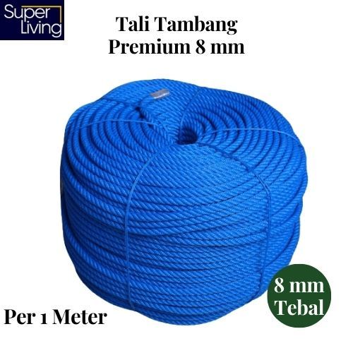 Jual Tali Tambang Biru 8 mm per meter Tali Tambang Bahan Plastik Super ...