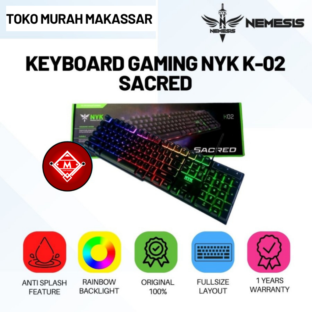 Jual KEYBOARD GAMING NYK K-02 SACRED / KEYBOARD NYK SACRED USB / KBG02 ...