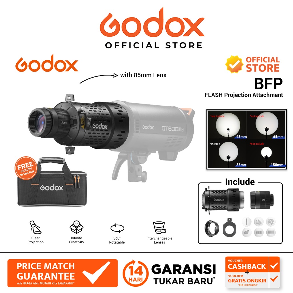 Jual Godox BFP Flash Projection Attachment Kit for Bowens Mount with ...
