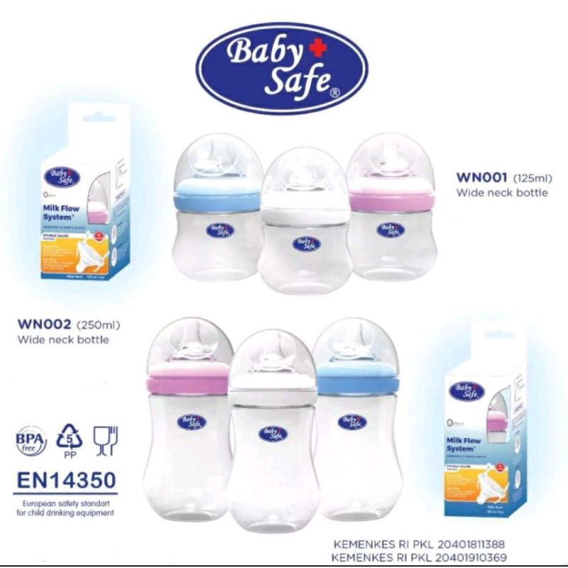 Jual Botol Susu Baby Safe 125ml 250ml Wide Neck Bottle / WN01 WN02 ...