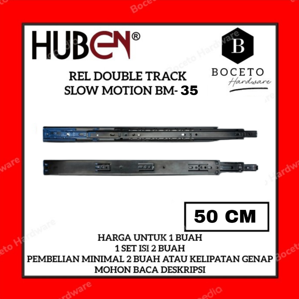 Jual Rel Laci HUBEN Slowmotion 50 CM / Slow Motion Full Extension BM-35 ...