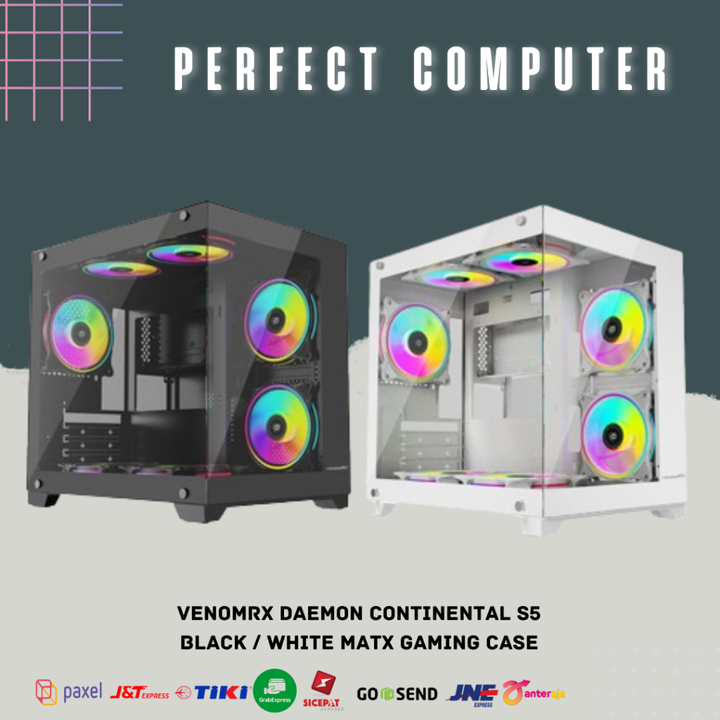 Jual CASE VENOMRX DAEMON Continental S5 Black / White MATX Gaming Case ...