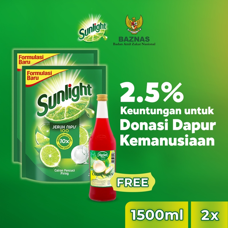 Jual Buy 2 Sunlight Lime 1500ml FREE Marjan Squash Cocopandan 450ml ...
