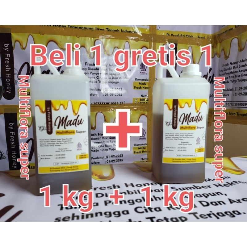 Jual MADU MULTIFLORA SUPER 1KG+1KG | Shopee Indonesia