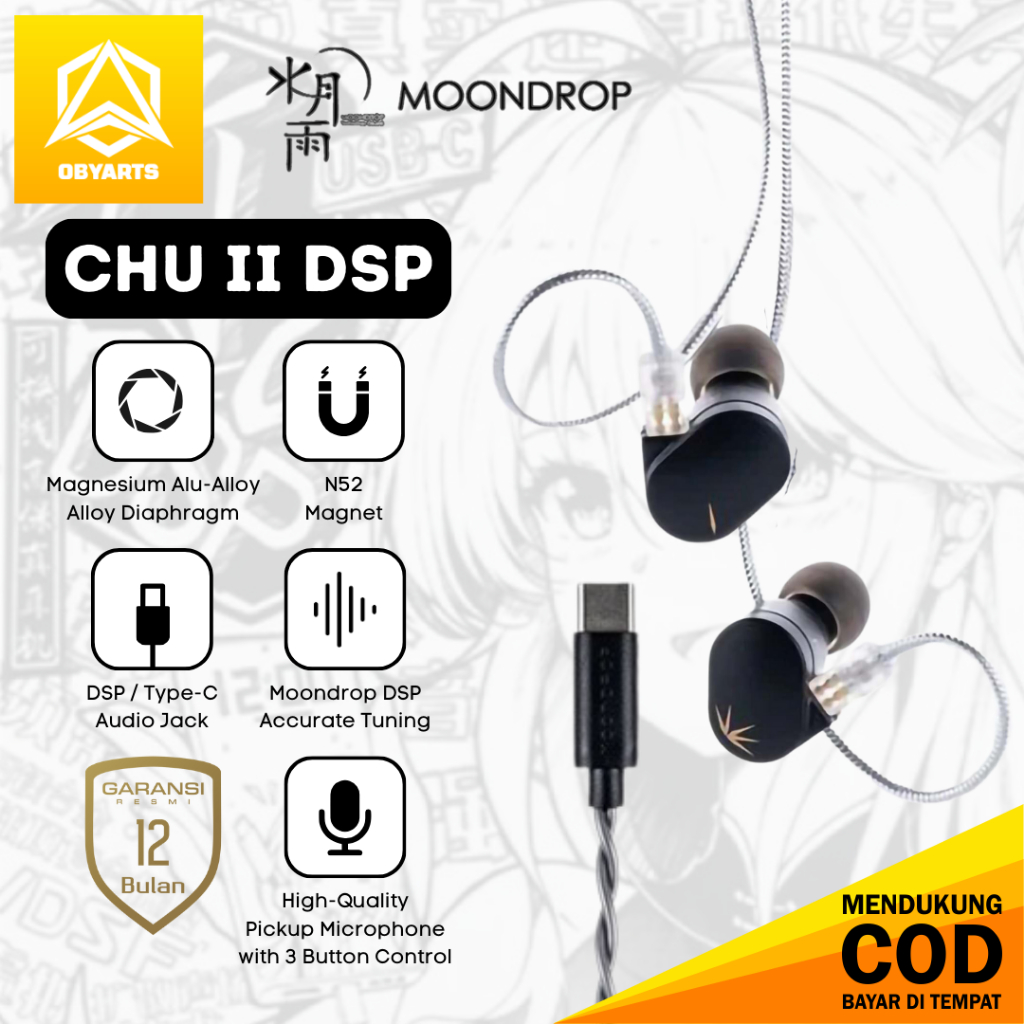 Jual Moondrop CHU 2 DSP With Mic In Ear Monitor Earphone Type-C Plug ...