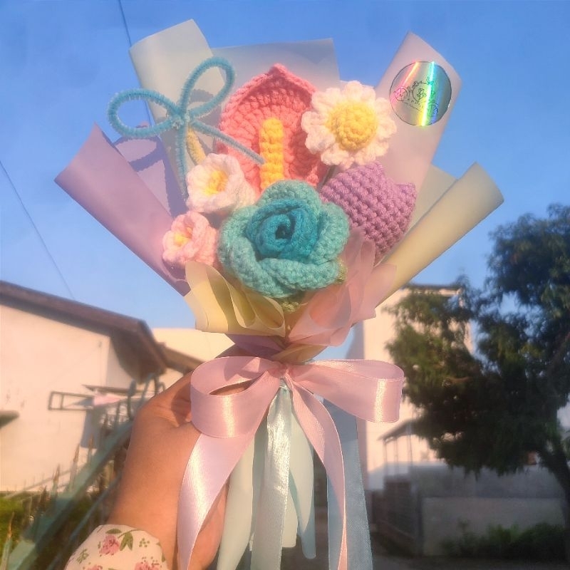 Jual buket bunga rajut Kiyara (milk cotton) buket rajut, bunga rajut ...
