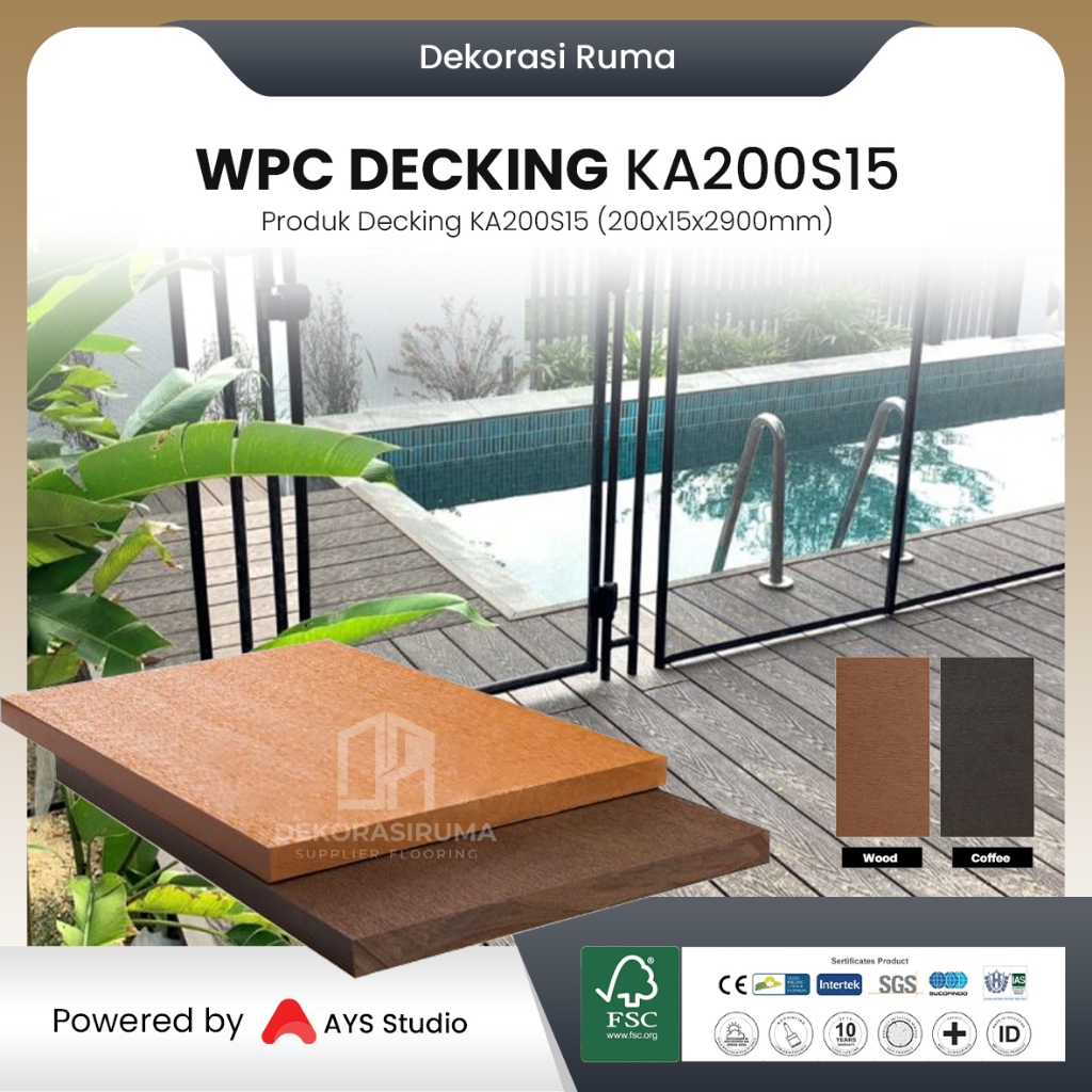 Jual KA200S15 / WPC Decking Kayu Outdoor Warna Wood - Coffee / Ukuran ...