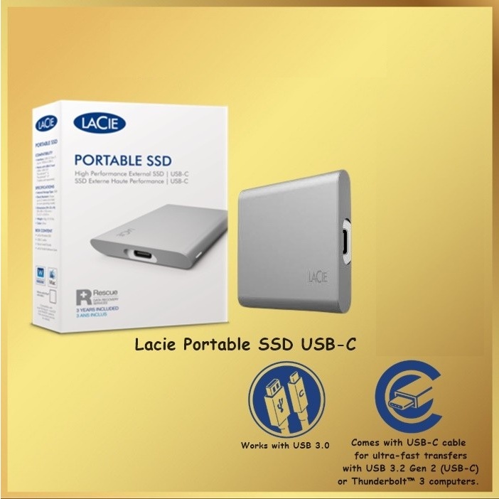 Jual Lacie Portable SSD USB-C 500GB 1TB 2TB SSD External 500 GB 1 TB 2 TB | Shopee Indonesia