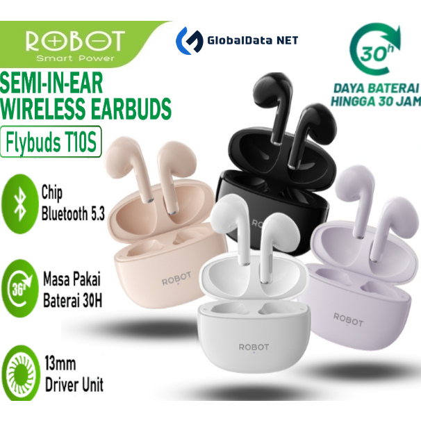 Jual ROBOT TWS Flybuds T10S Wireless Headset Bluetooth 5.3 Earphone ...