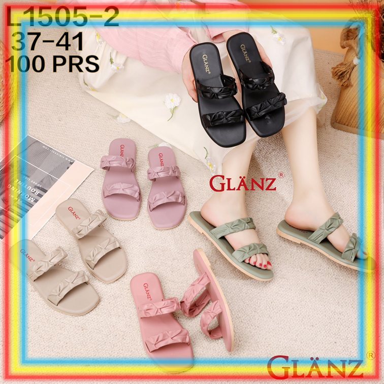 Jual L1505-2 Sandal Slop Motif Ban Dua Karet Wanita Glanz Sendal Selop ...