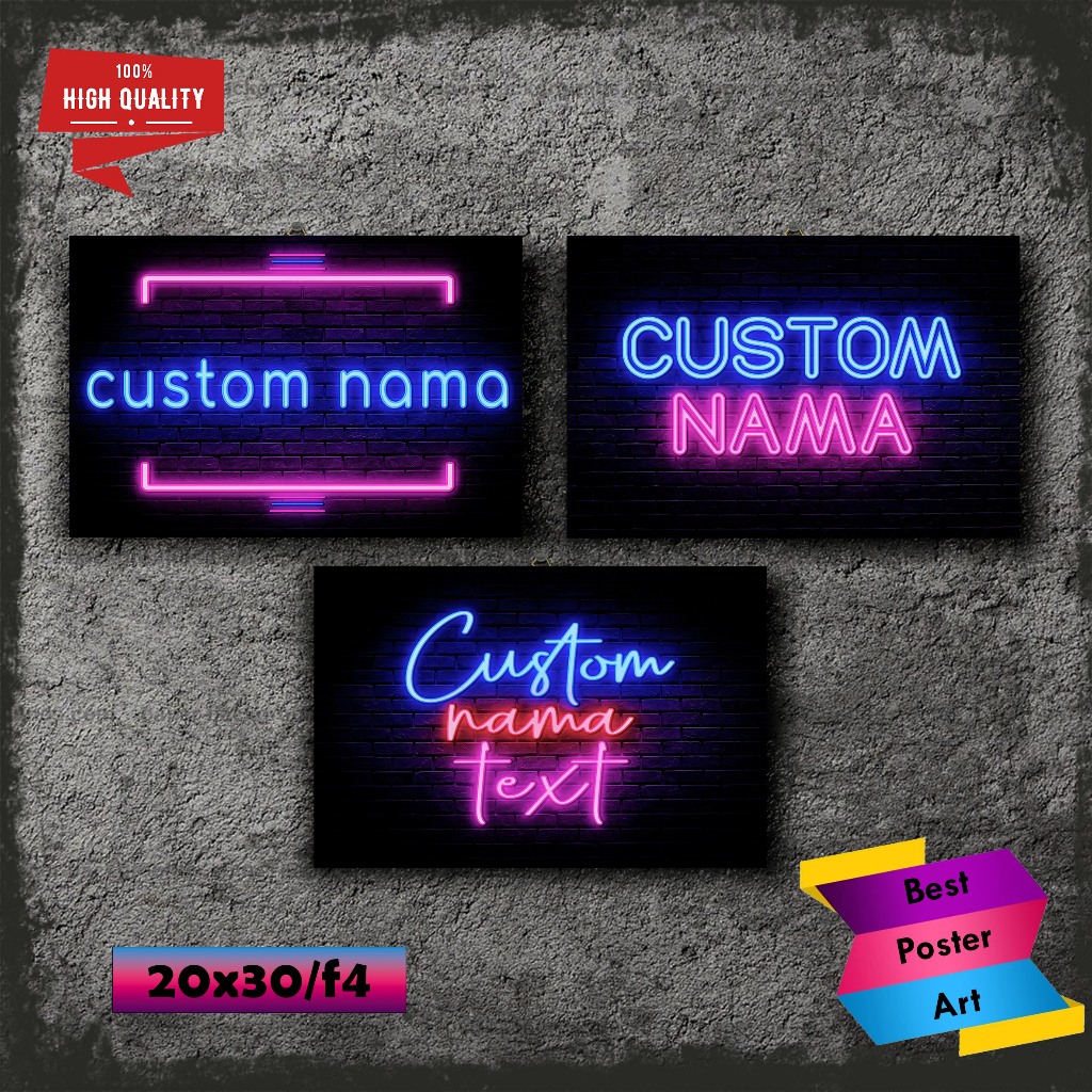 Jual [PAPAN Nama Desain Neon] Poster Kayu Hiasan Dinding Kamar Poster ...