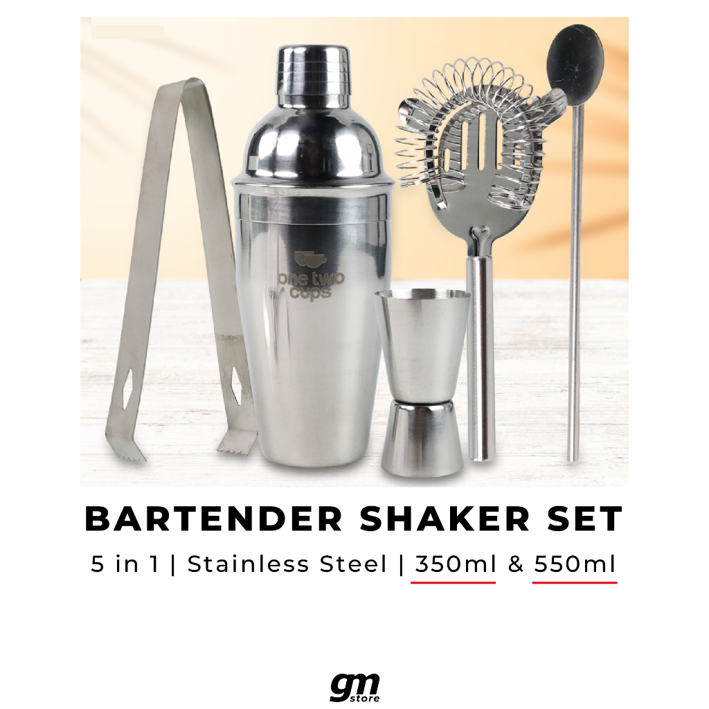 Jual 5 in 1 Bartender Cocktail Shaker Jigger Strainer Set Alat Peracik ...