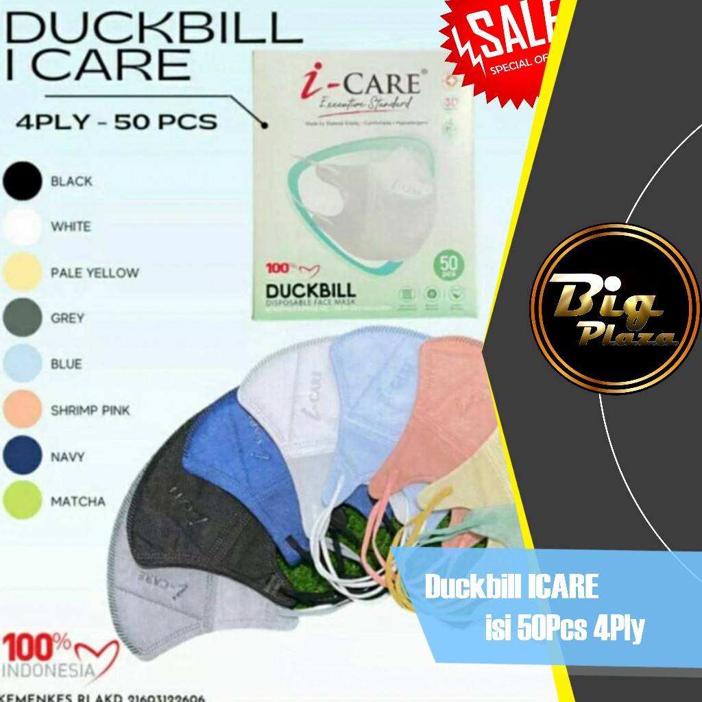 Jual Duckbill ICARE isi 50Pcs 4Ply Masker Duckbill DB Premium Quality i ...