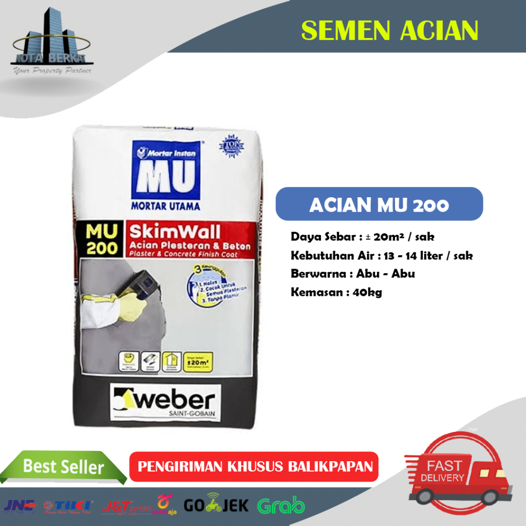 Jual SEMEN ACIAN / ACIAN PLESTER MU 200 40KG | Shopee Indonesia