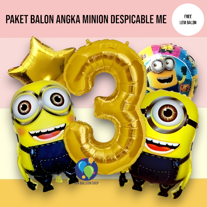 Jual Paket Balon Minion Despicable Me Angka / Set Dekorasi Ulang Tahun ...