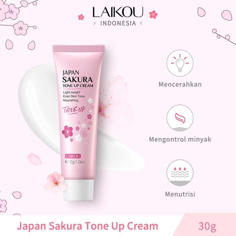 Jual LAIKOU Japan Sakura Tone Up Cream Meratakan Warna Kulit Menutrisi Pelembap Primer 30g ...