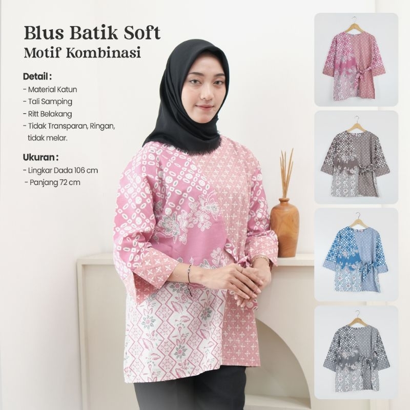 Jual Blus Batik Soft Kombinasi - Wahyu Kembar | Shopee Indonesia