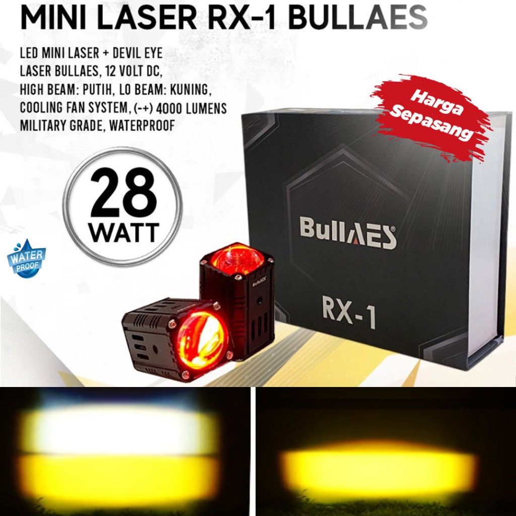Jual Mini projie AES RX 1 RX 3 kuning putih hi low lampu tembak 12v dua ...