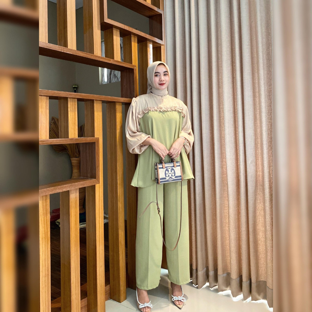Jual Tania One Set Kombinasi | Setelan Shimmer Mix Crinkle Mode ...