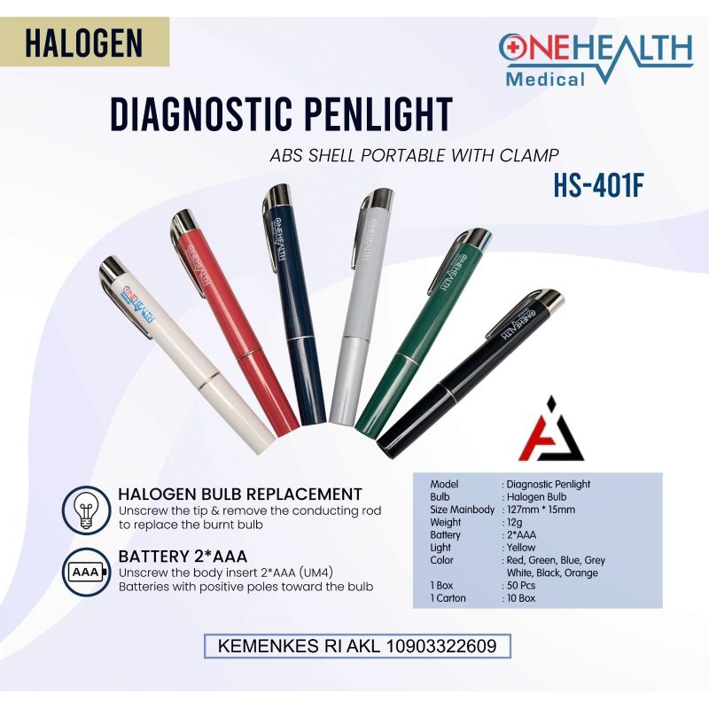 Jual Penlight Halogen Onehealth Cahaya Kuning Senter Medis | Shopee ...
