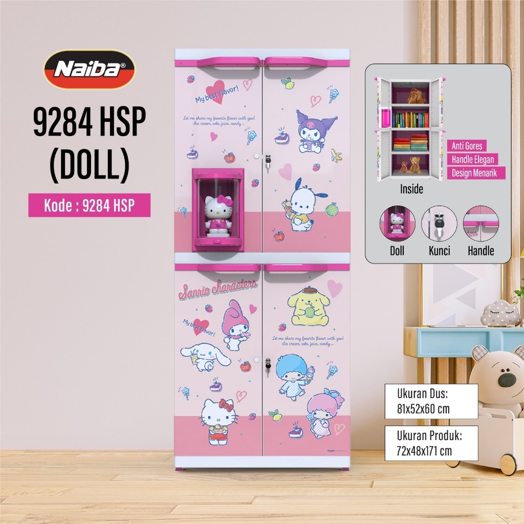 Jual Naiba 9284 / 9254 - Lemari Pakaian Hello kitty Doraemon DOLL NAIBA ...