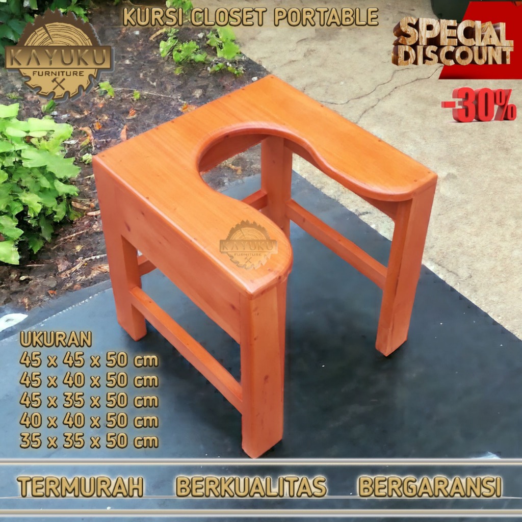Jual TERMURAH BERGARANSI kursi toilet 45x45x50 cm Model U A - 01 Kayu ...