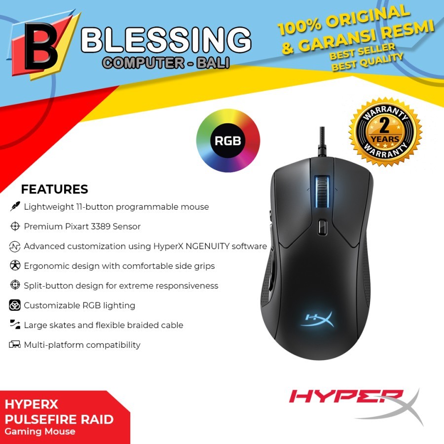 Jual HYPERX PULSEFIRE RAID Gaming Mouse HX-MC005B | Shopee Indonesia