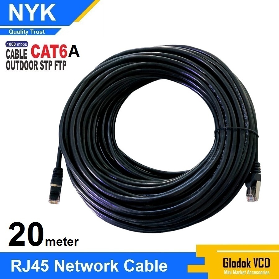Jual Kabel Lan 1.5M - 30M Cat6A FTP Outdoor RJ45 Internet Ethernet Cable NYK | Shopee Indonesia