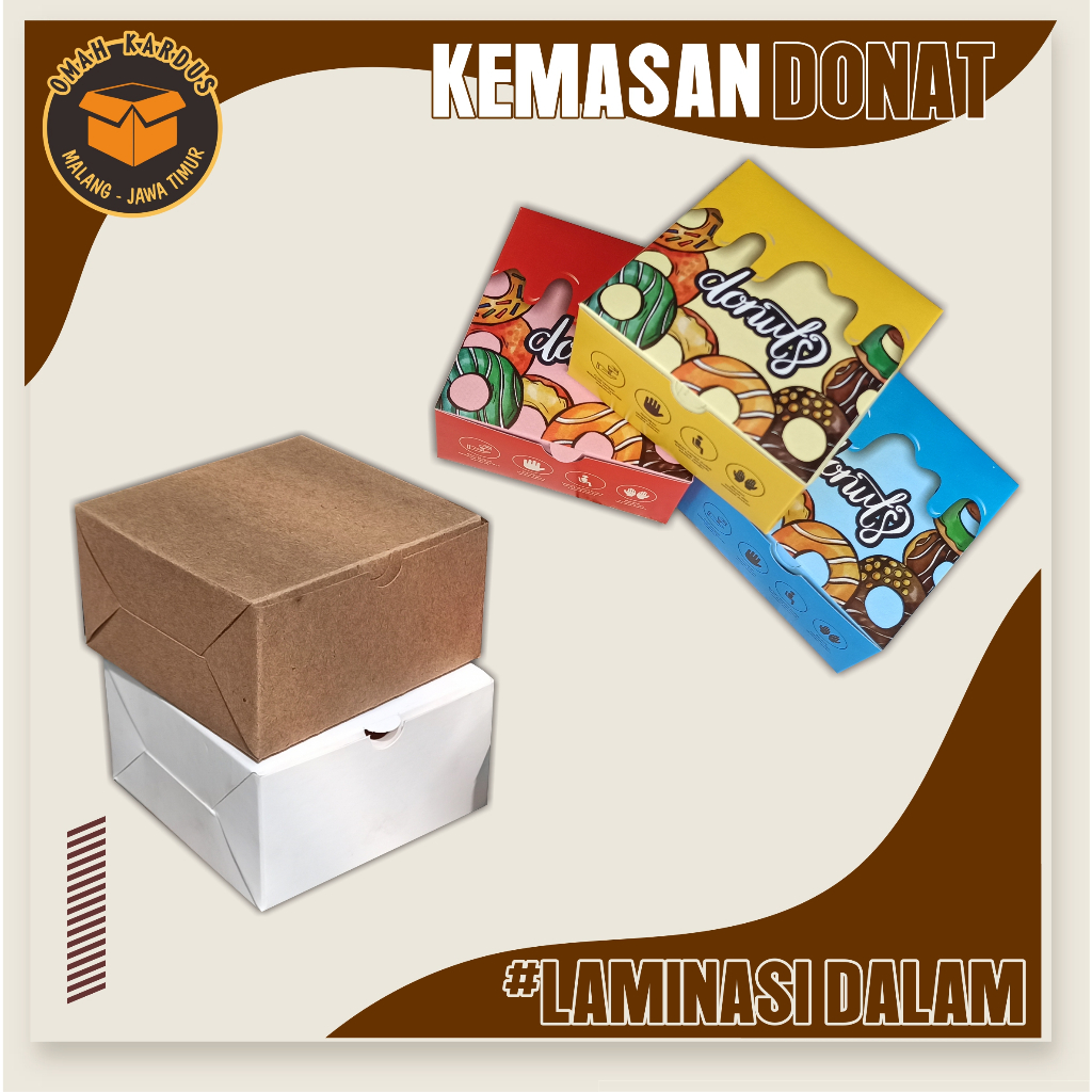 Jual BOX DONAT isi 1 uk: 10x10x5,5 cm / box kue / box cake / box mini ...