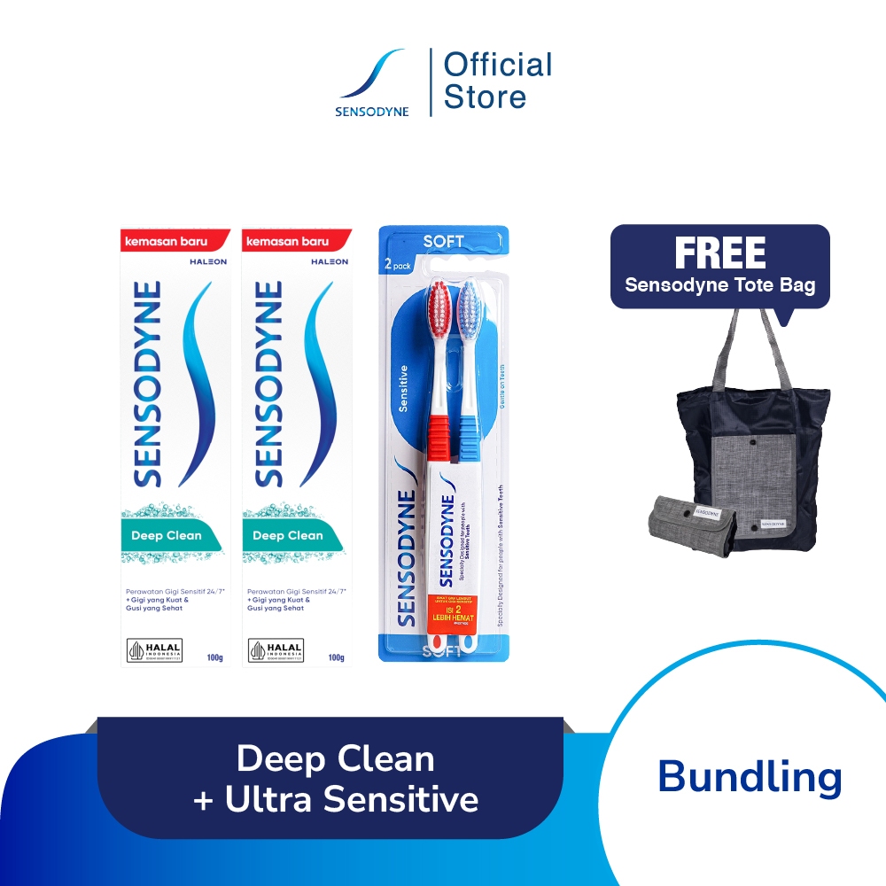 Jual Sensodyne Deep Clean Bundle Free Tote bag | Shopee Indonesia