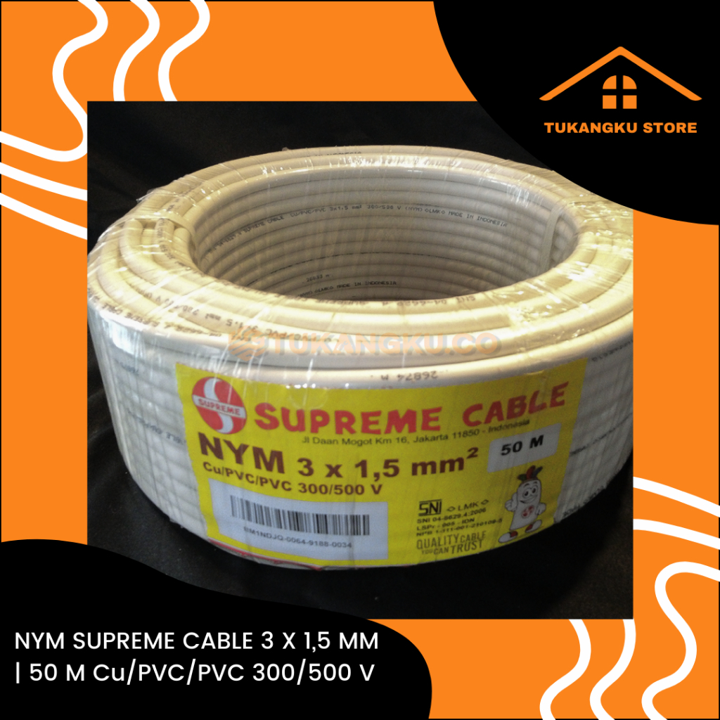 Jual NYM SUPREME CABLE / KABEL SUPREME 3 X 1,5 MM | 50 METER | Shopee Indonesia